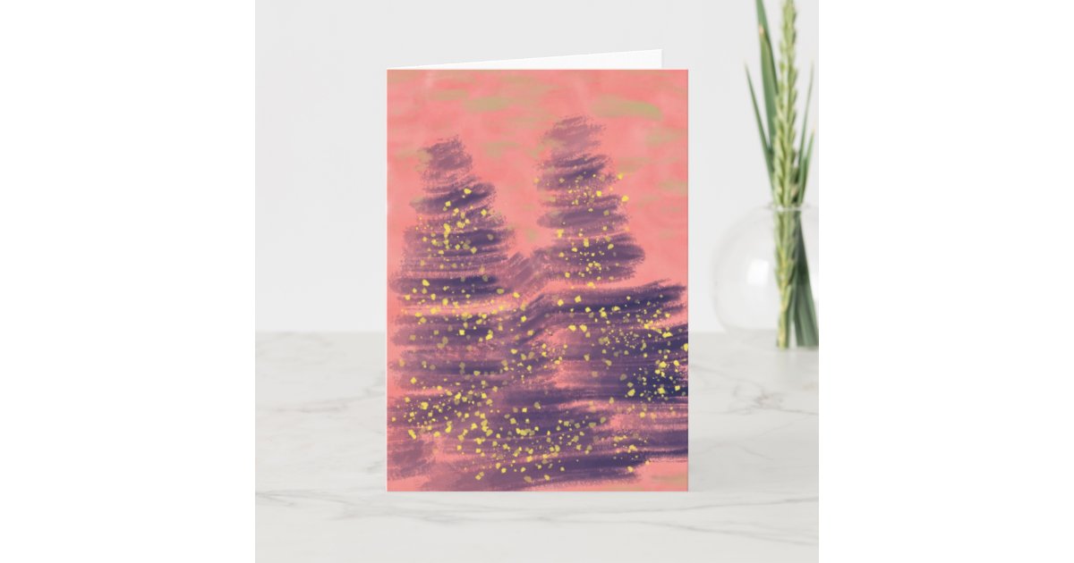 Cotton Candy Winterscape Holiday Art Card | Zazzle