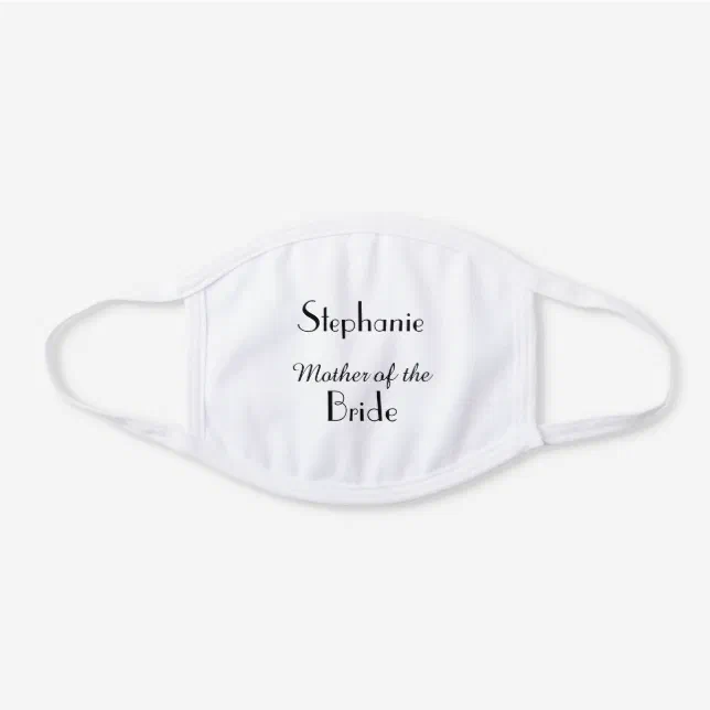 COTTON Solid White and Black Mother of Bride White Cotton Face Mask ...