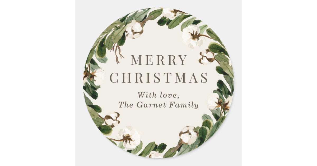 Cotton Wreath Sticker | Zazzle