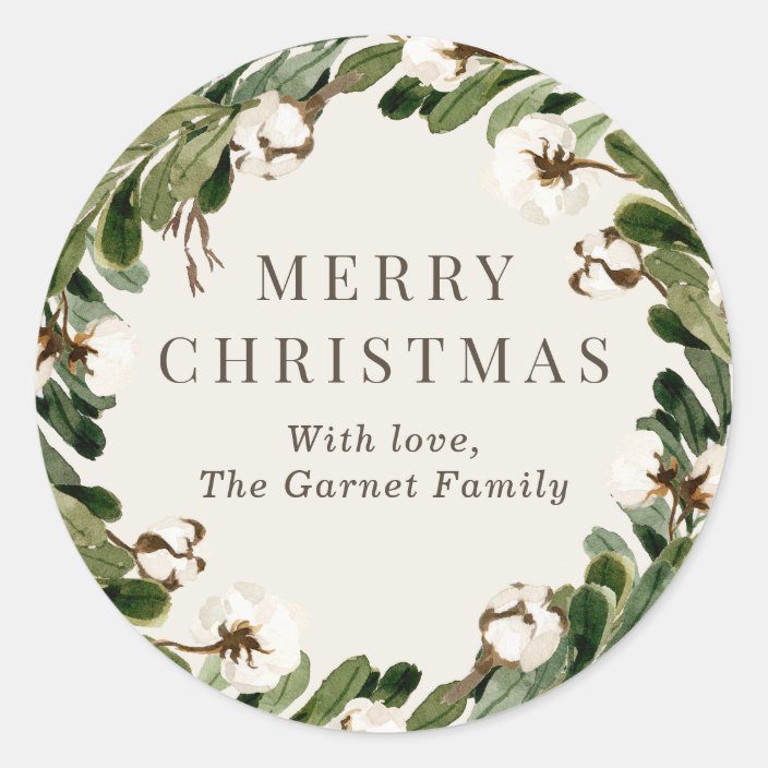 Cotton Wreath Sticker | Zazzle.com