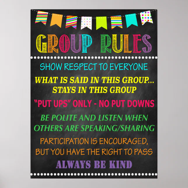 Counseling Group Rules Confidentiality Poster | Zazzle