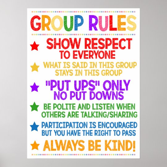 Counseling Group Rules Poster | Zazzle.com