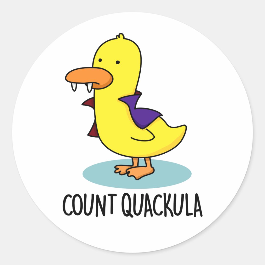 Count Quackula Funny Duck Pun Classic Round Sticker | Zazzle