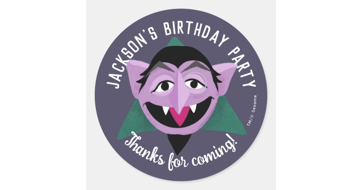 Count von Count Face Birthday Party Classic Round Sticker | Zazzle