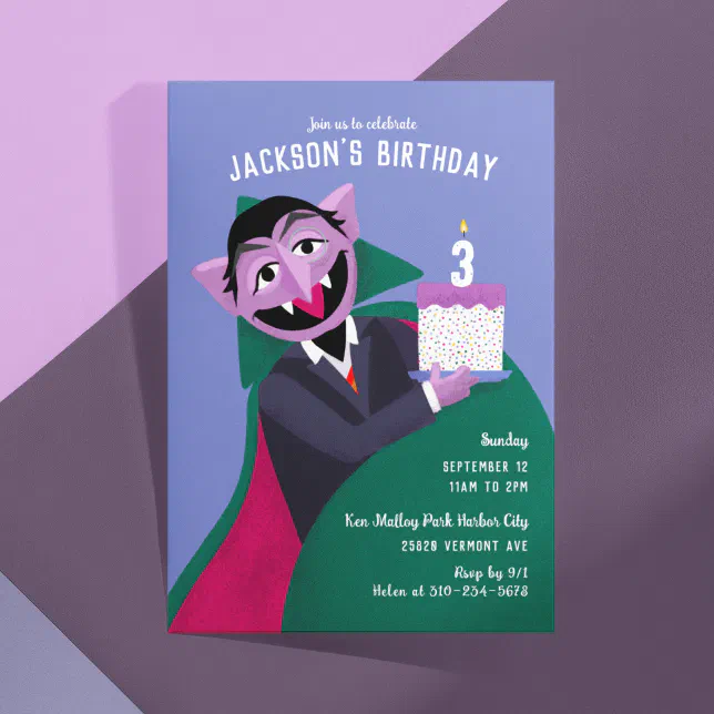 Count von Count Number Cake Birthday Party Invitation | Zazzle