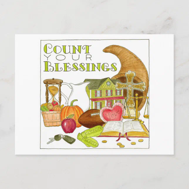 Count Your Blessings Inspirational Postcard | Zazzle