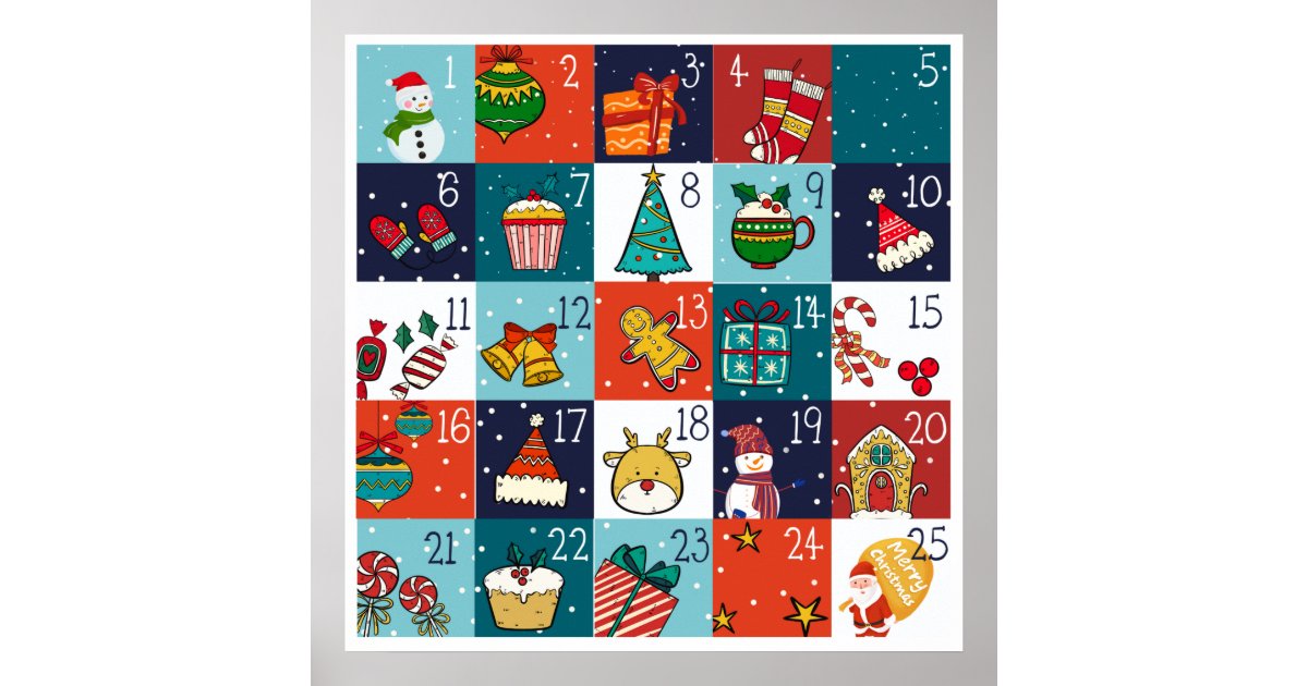 Countdown To Christmas Advent Calendar Poster | Zazzle