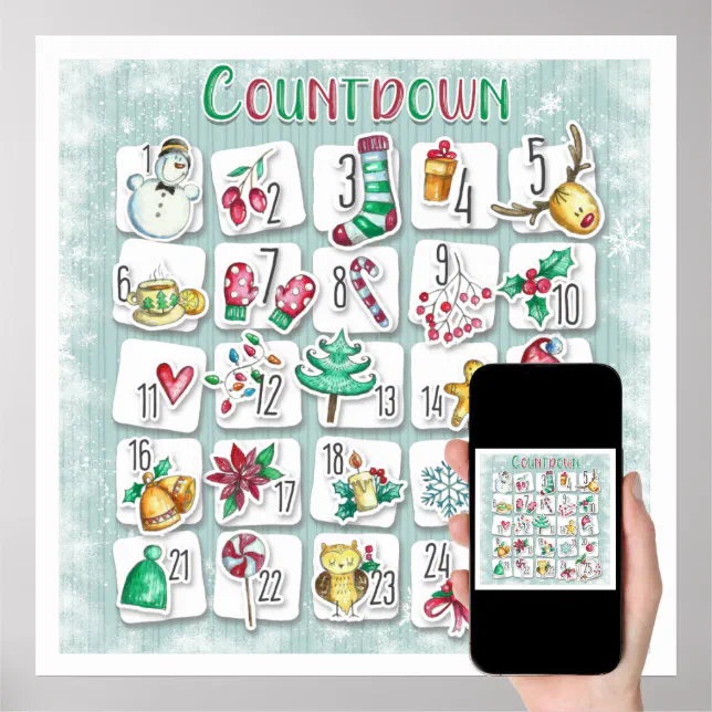 Countdown to Christmas Calendar Poster | Zazzle
