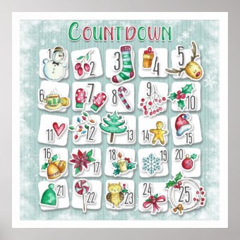 Countdown to Christmas Calendar Poster | Zazzle