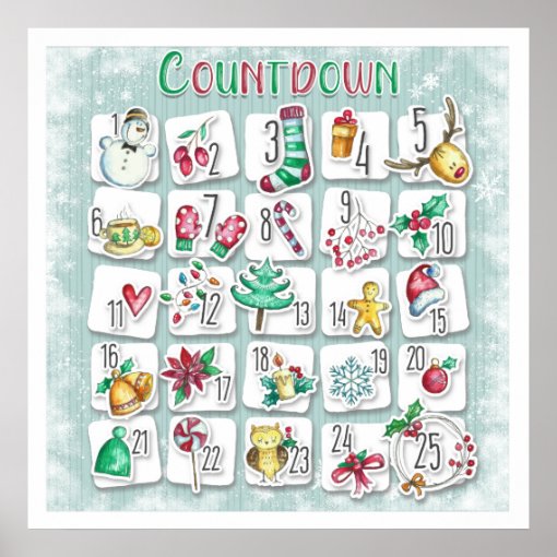 Countdown to Christmas Calendar Poster | Zazzle