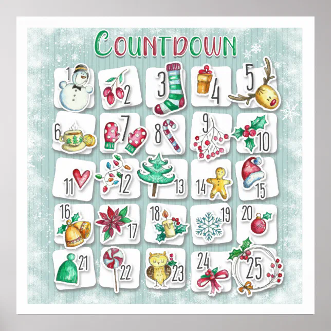 Countdown to Christmas Calendar Poster | Zazzle