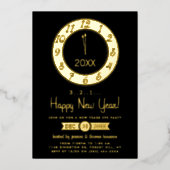 Countdown To Midnight New Years Eve Party Real Foil Invitation | Zazzle