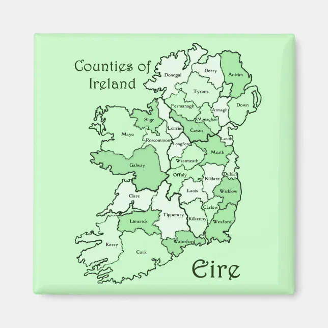 Counties of Ireland Map Magnet | Zazzle