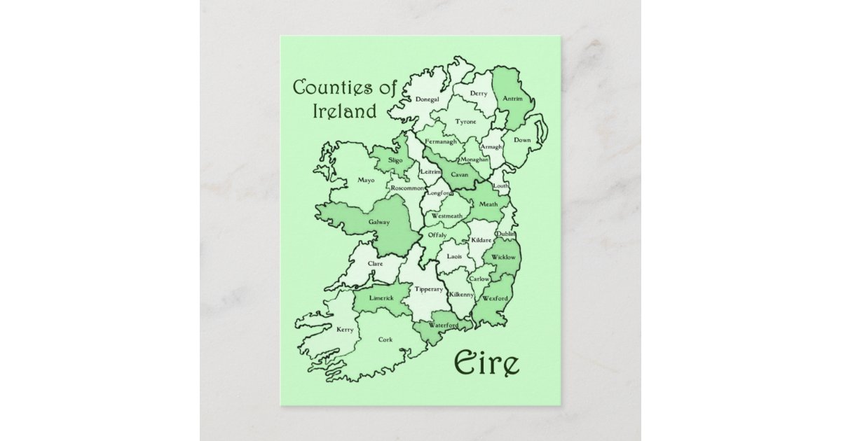 Counties of Ireland Map Postcard | Zazzle