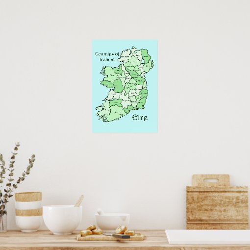 Counties of Ireland Map Poster | Zazzle