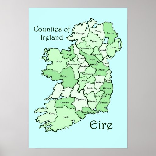 Counties of Ireland Map Poster | Zazzle
