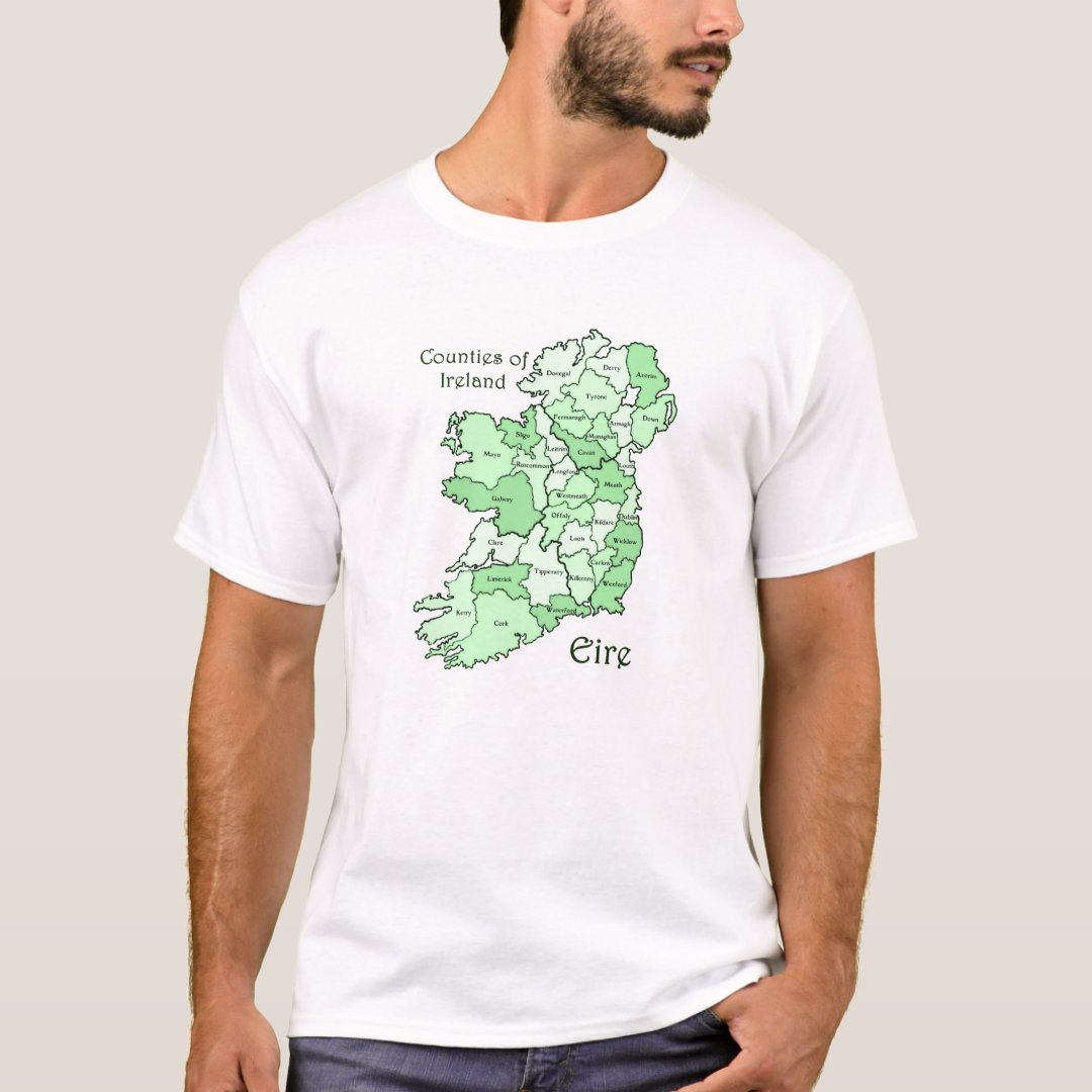 Counties of Ireland Map T-Shirts | Zazzle
