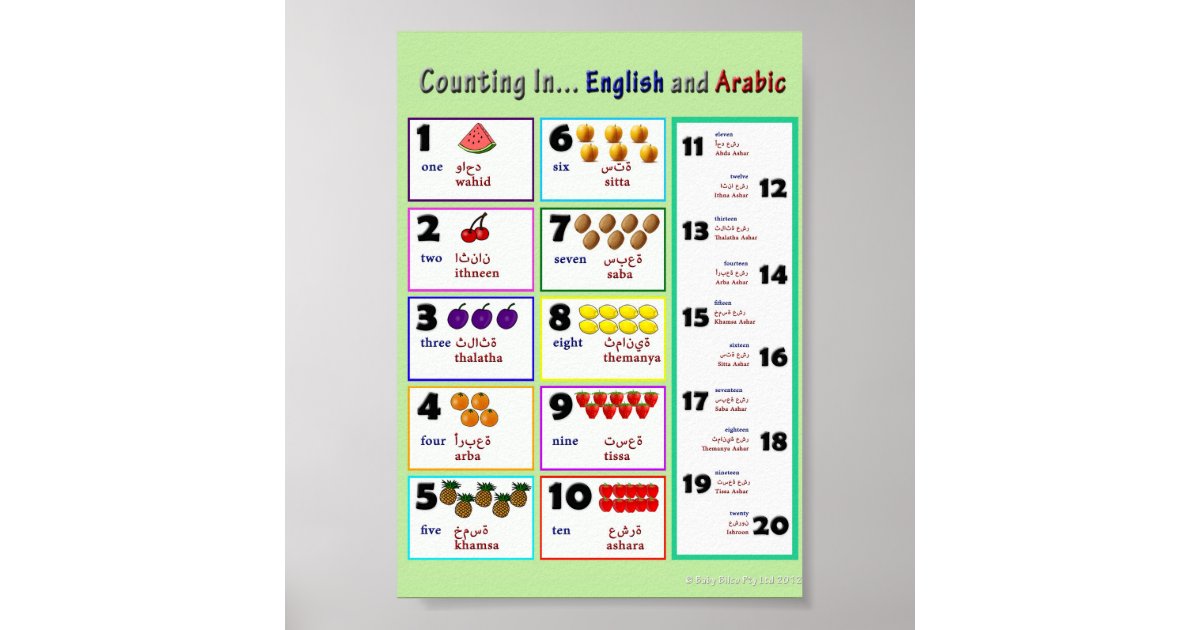Counting In...English and Arabic Poster | Zazzle