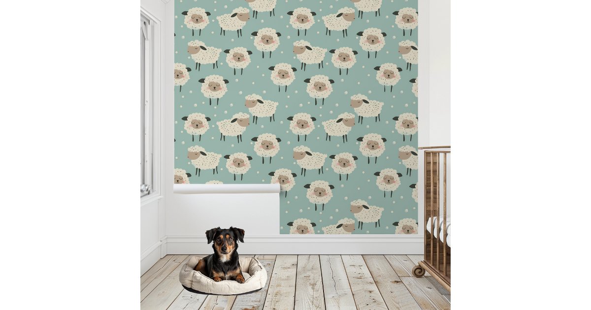 Counting Sheep Nursery Child's room Wallpaper | Zazzle