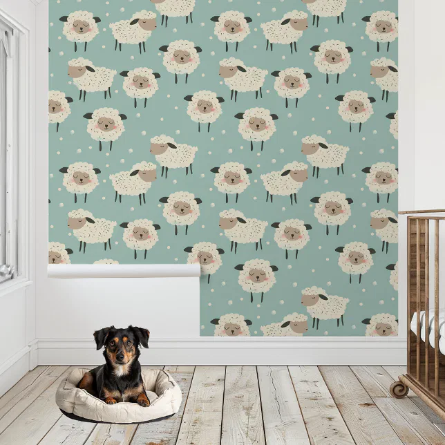 Counting Sheep Nursery Child's room Wallpaper | Zazzle