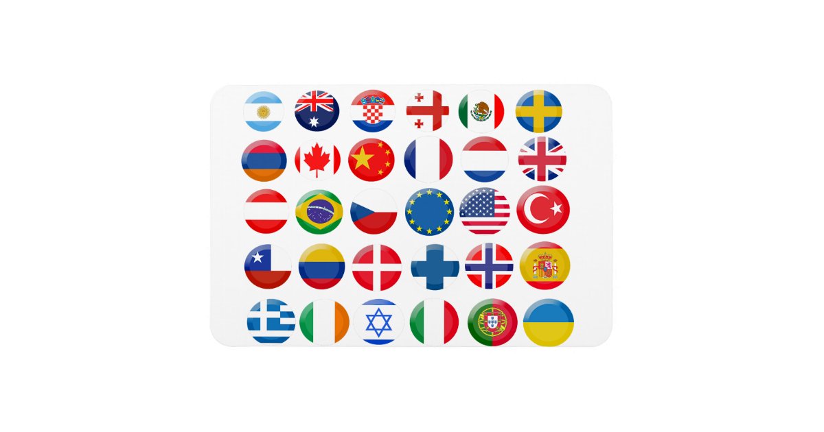 Countries icons set magnet | Zazzle