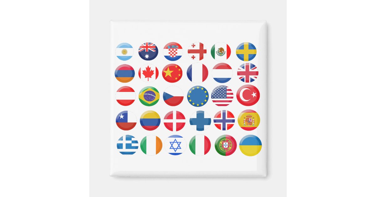 Countries icons set magnet | Zazzle