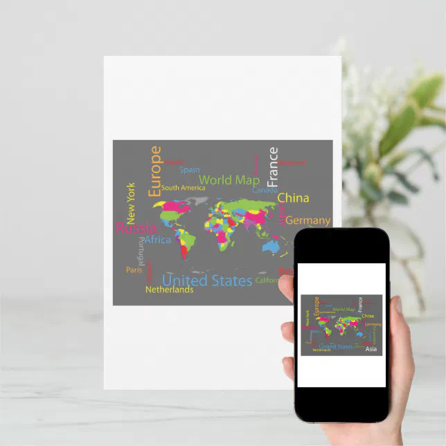Countries On A World Map Invitation | Zazzle