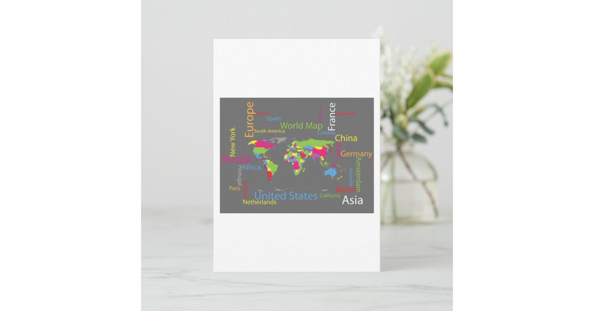 Countries On A World Map Invitation | Zazzle