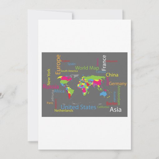 Countries On A World Map Invitation | Zazzle