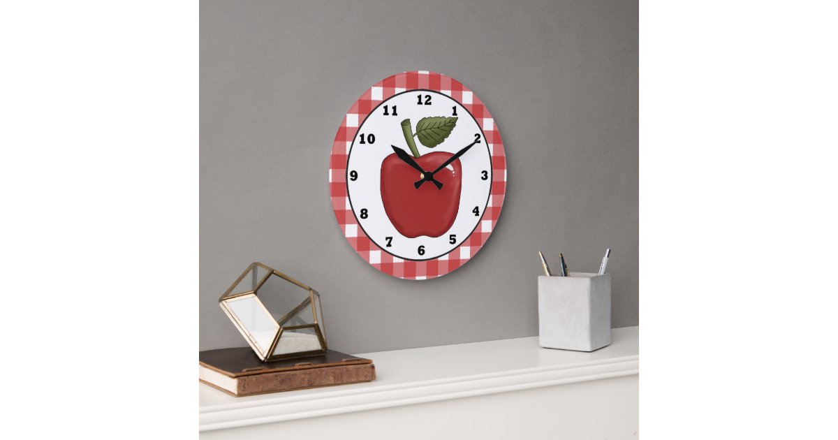 Country Apple cartoon kitchen wall clock | Zazzle