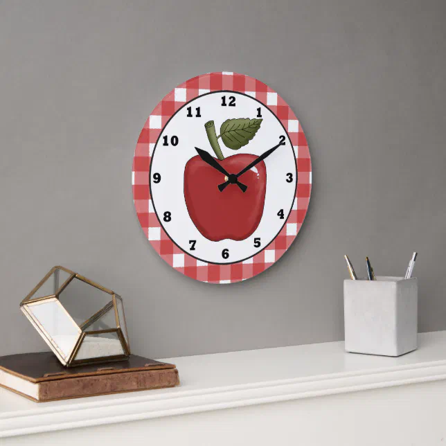 Country Apple cartoon kitchen wall clock | Zazzle