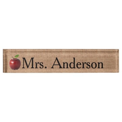 Country Apple Teacher Nameplate for desk | Zazzle