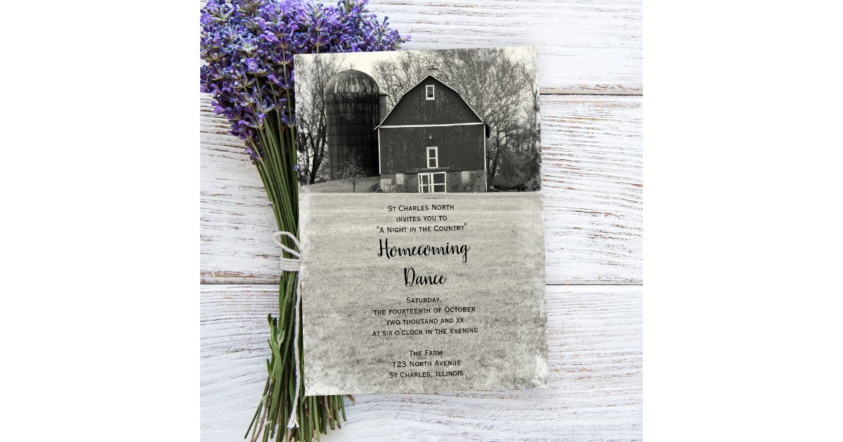 Country Barn and Silo Homecoming Dance Invitation | Zazzle