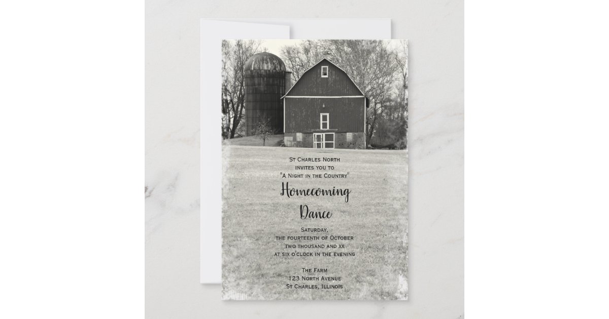 Country Barn and Silo Homecoming Dance Invitation | Zazzle