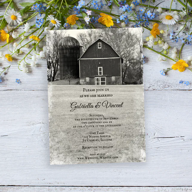 Country Barn Farm Wedding Invitation | Zazzle