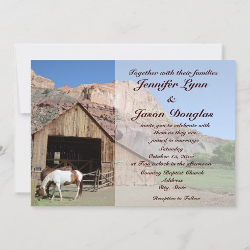 Country Barn Stable Horses Wedding Invitations | Zazzle