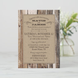 Country Barn Wood Planks Rustic Wedding Invitation | Zazzle