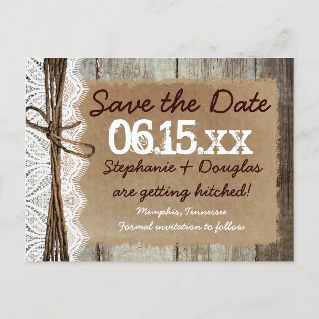 Country Barn Wood Rustic Save the Date Postcards | Zazzle