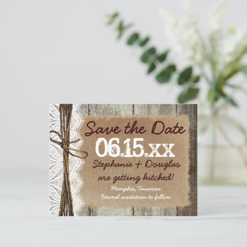 Country Barn Wood Rustic Save the Date Postcards | Zazzle