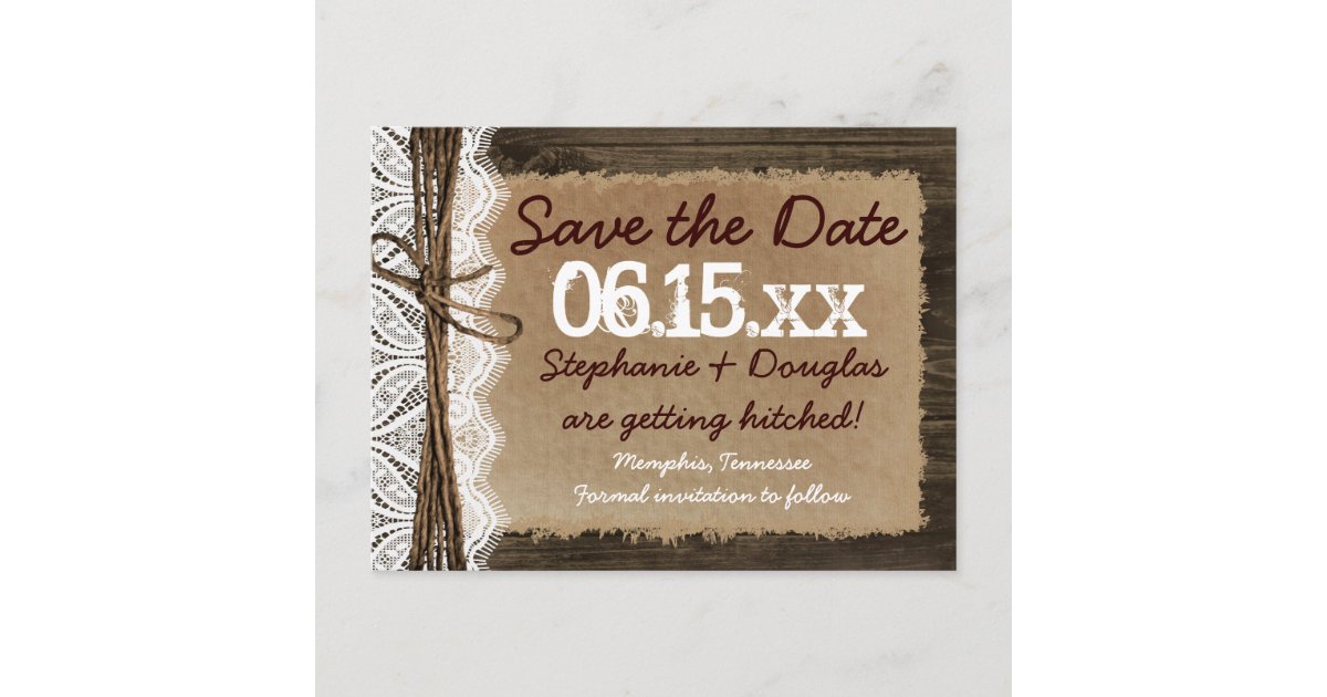 Country Barn Wood Rustic Save the Date Postcards | Zazzle