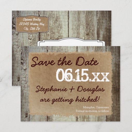Country Barn Wood Rustic Save the Date Postcards | Zazzle