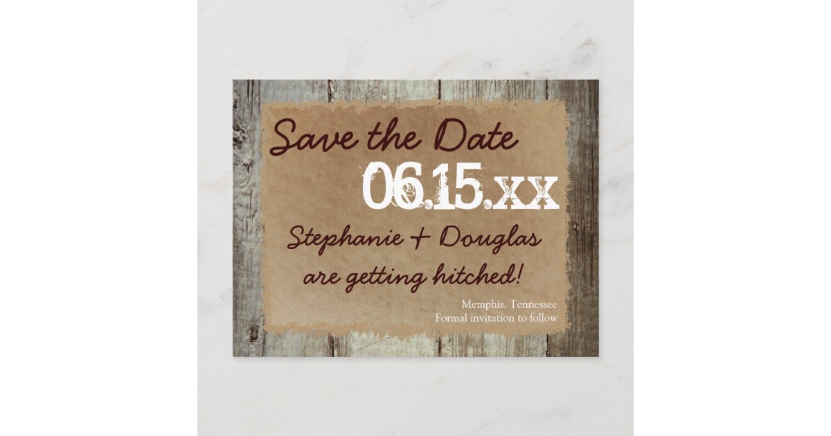 Country Barn Wood Rustic Save the Date Postcards | Zazzle