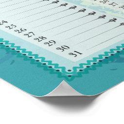 Country Blue Tree Dutch Birthday Calendar Poster | Zazzle