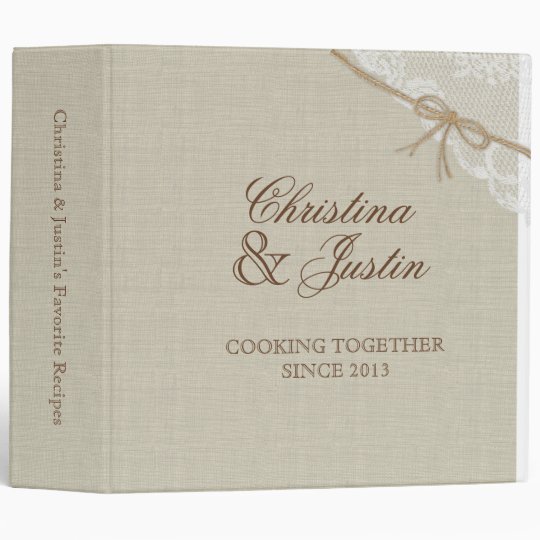 Country Burlap and Lace Look Printed Recipe Binder | Zazzle.com