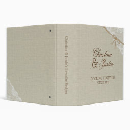 Country Burlap and Lace Look Printed Recipe Binder | Zazzle
