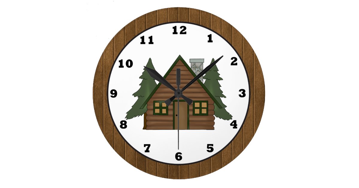 Country Cabin cartoon wall clock | Zazzle.com