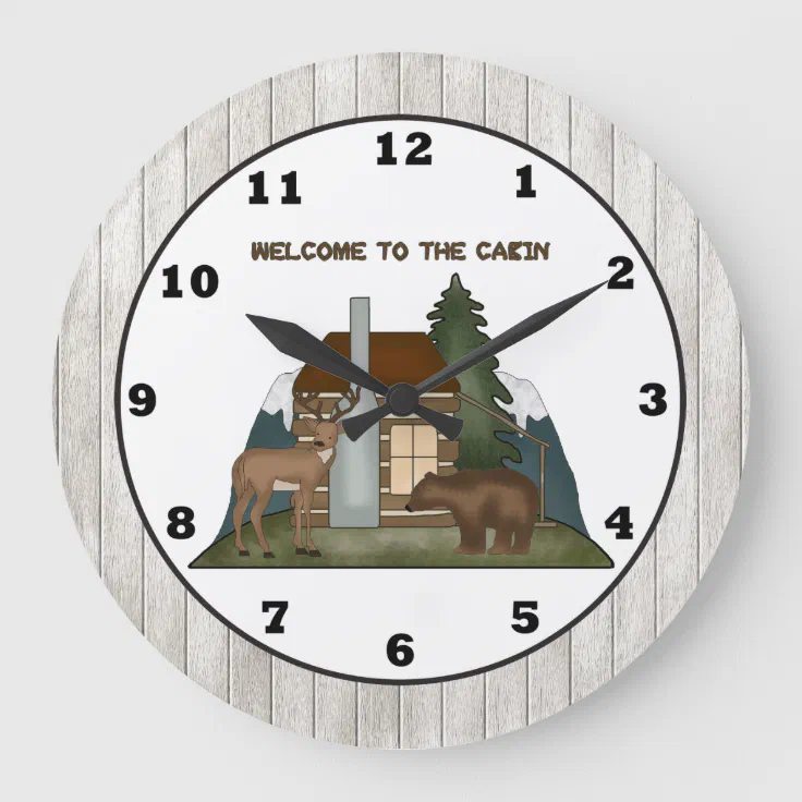 Country Cabin fun wall clock | Zazzle