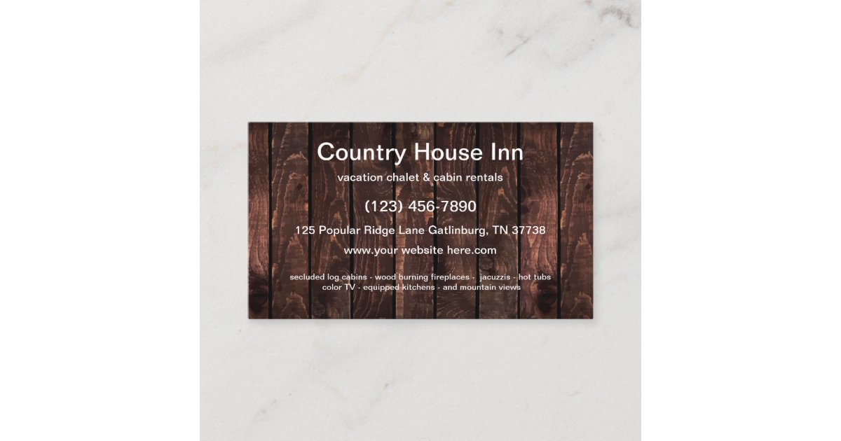 Country Cabin Vacation Property Rentals Business Card | Zazzle
