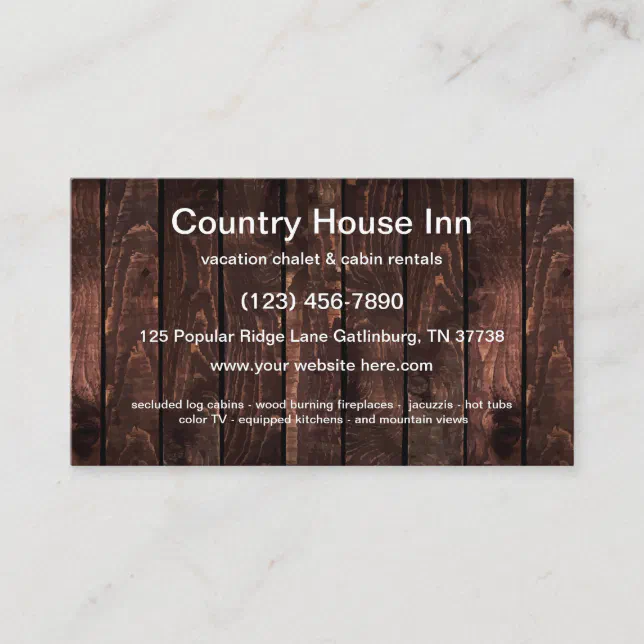 Country Cabin Vacation Property Rentals Business Card | Zazzle