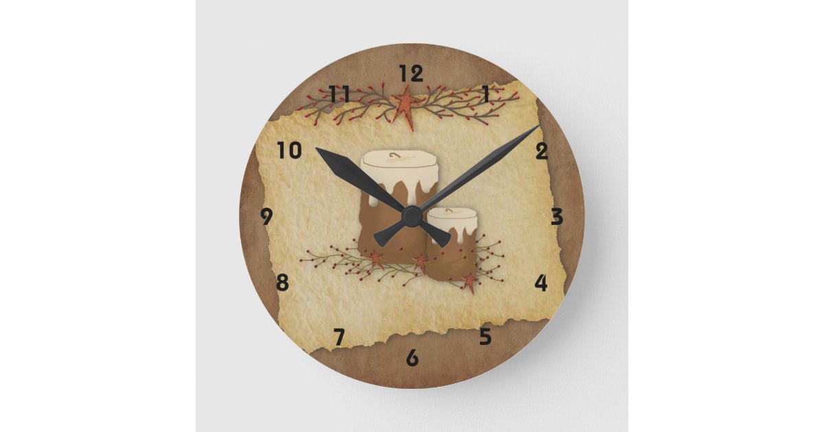 Country Candles Wall Clock | Zazzle